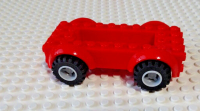 LEGO Parts: 11650c01 Red Vehicle Base w/ Mudguards w/ Tires & Dk Blue ...