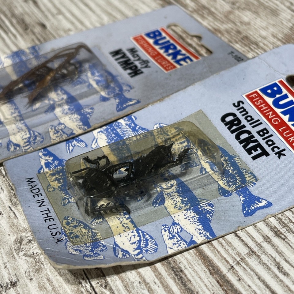 Vintage Burke Fishing Lures Small Black Cricket Mayfly Nymph Lot T-101S ...