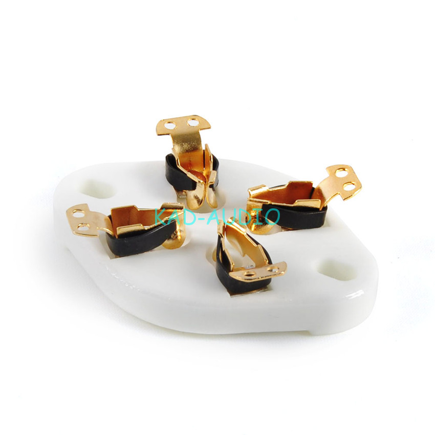 2pcs Gold plate Ceramic 4pin Tube Socket U4A Base 300B 572B 811A Tube ...