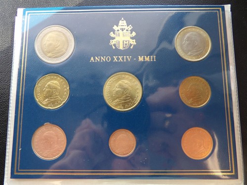 Vatican 2002 coin set BU 1 cents 2 euro 3,88 His Holiness Pope John ...