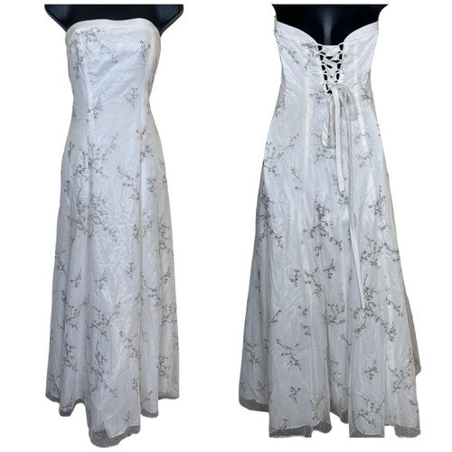 Vintage Niki Livas Strapless Prom 5/6 Dress White Cherry Blossom Corset ...