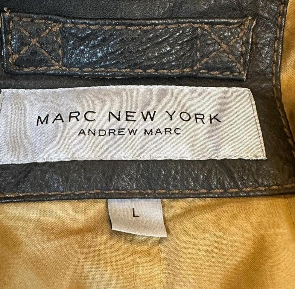Vintage Marc New York Andrew Marc Leather Moto Jacket Brown Size L | eBay