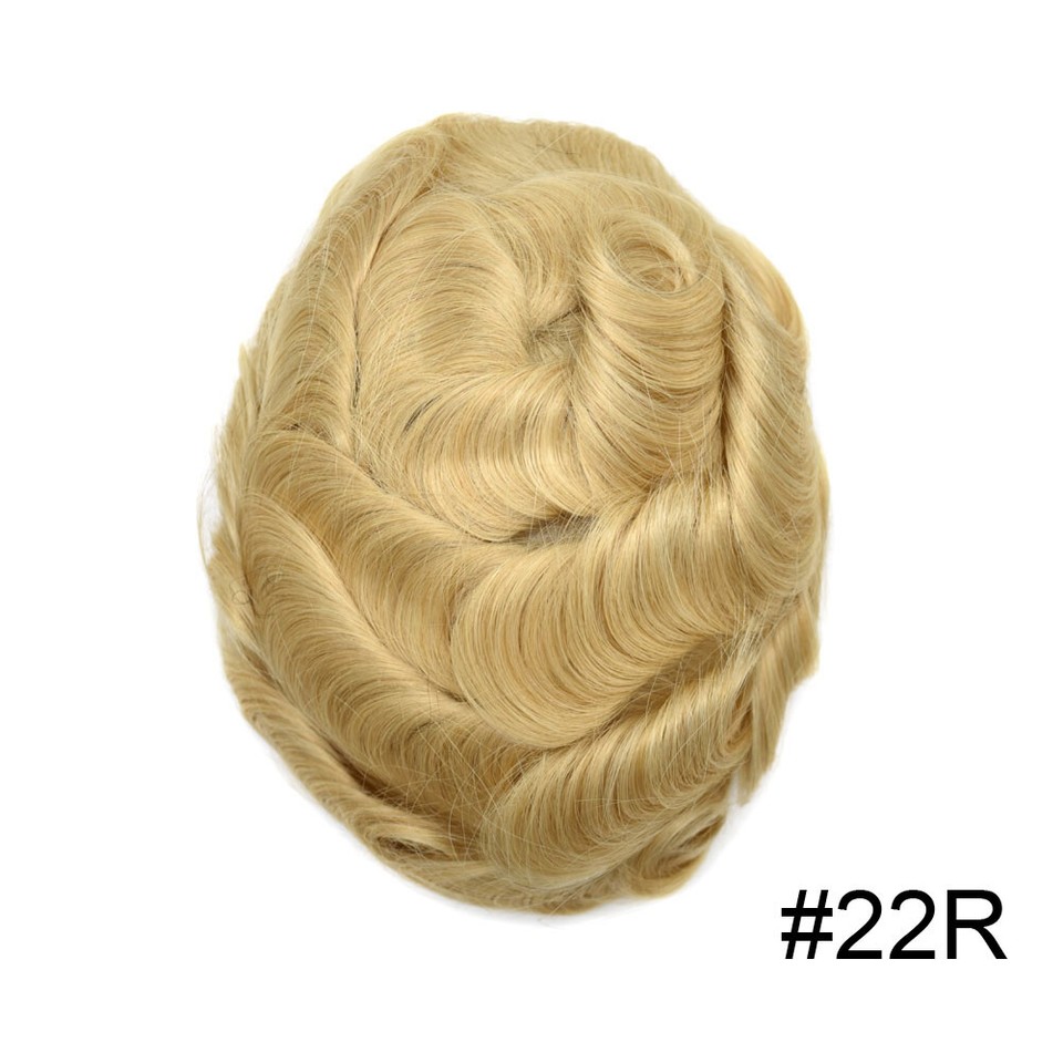 Mens Toupee Human Hair Replacement System Injection Poly Skin Hairpiece ...