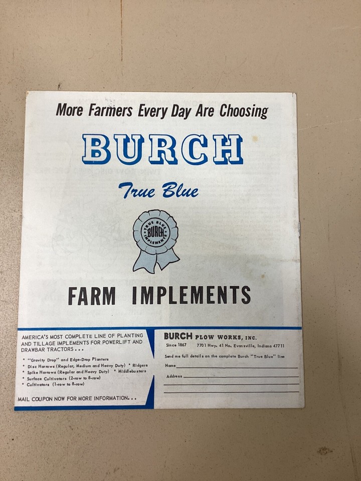 Burch True Blue Farm Implements Brochure | eBay
