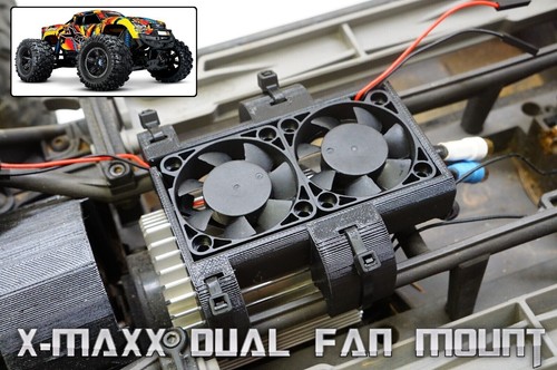 Dual 40mm Motor Cooling Fan Mount for Traxxas X-Maxx 6s & 8s 40x40 twin ...