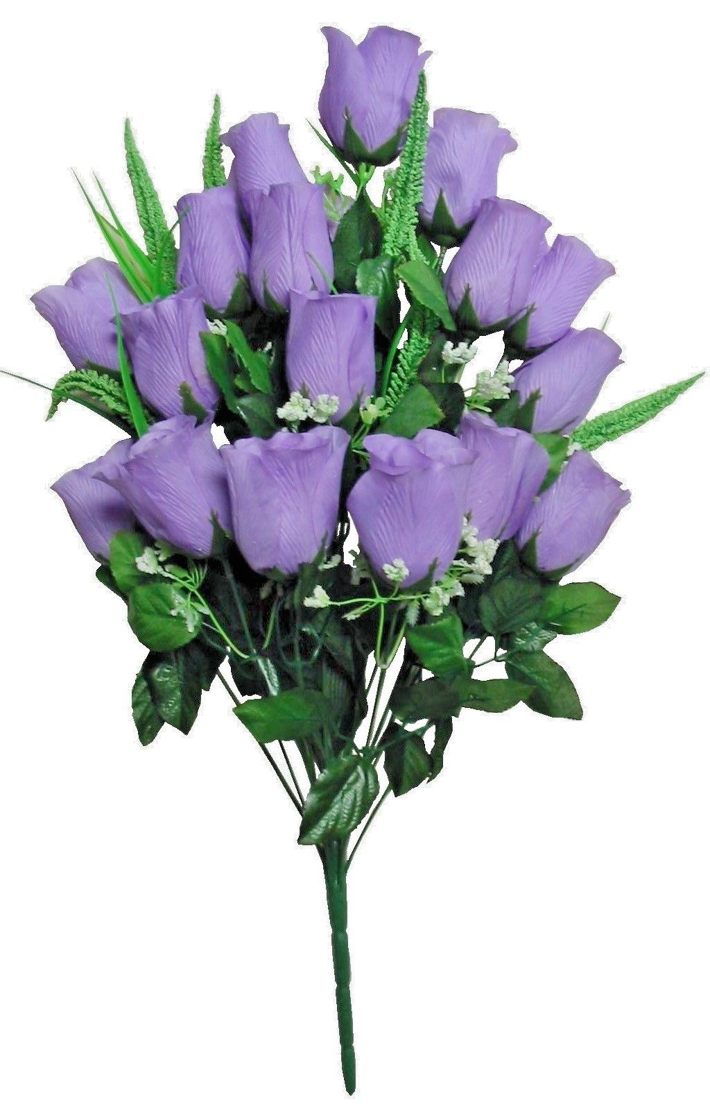 Lavender Rosebud Bush Spray 23" Tall Craft Home Silk Flower Arrangement ...