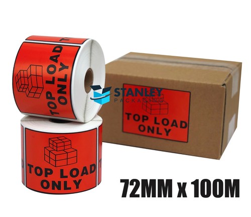 Top Load Only Labels 100x72mm Red Perforated Sticker Warning Label 500 ...