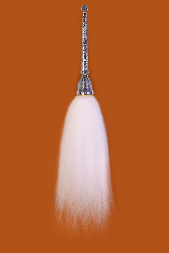 CHAWAR FOR PUJA HANDLE CHAVAR SAHIB CHAUR FAN WHITE yak tail HAIR sikh ...