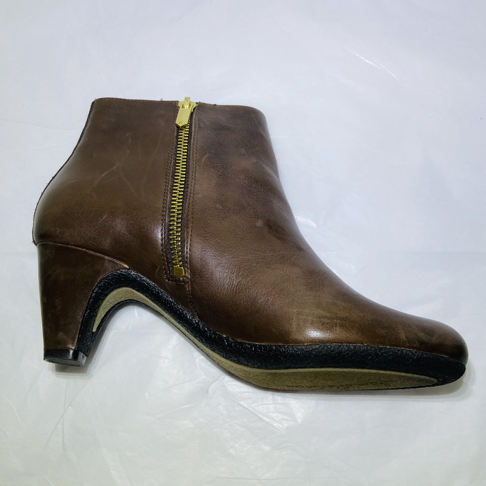 NIB Sam Edelman Marmont Boots 6.5 Brown Leather Shoes Gold Hardware Zip ...