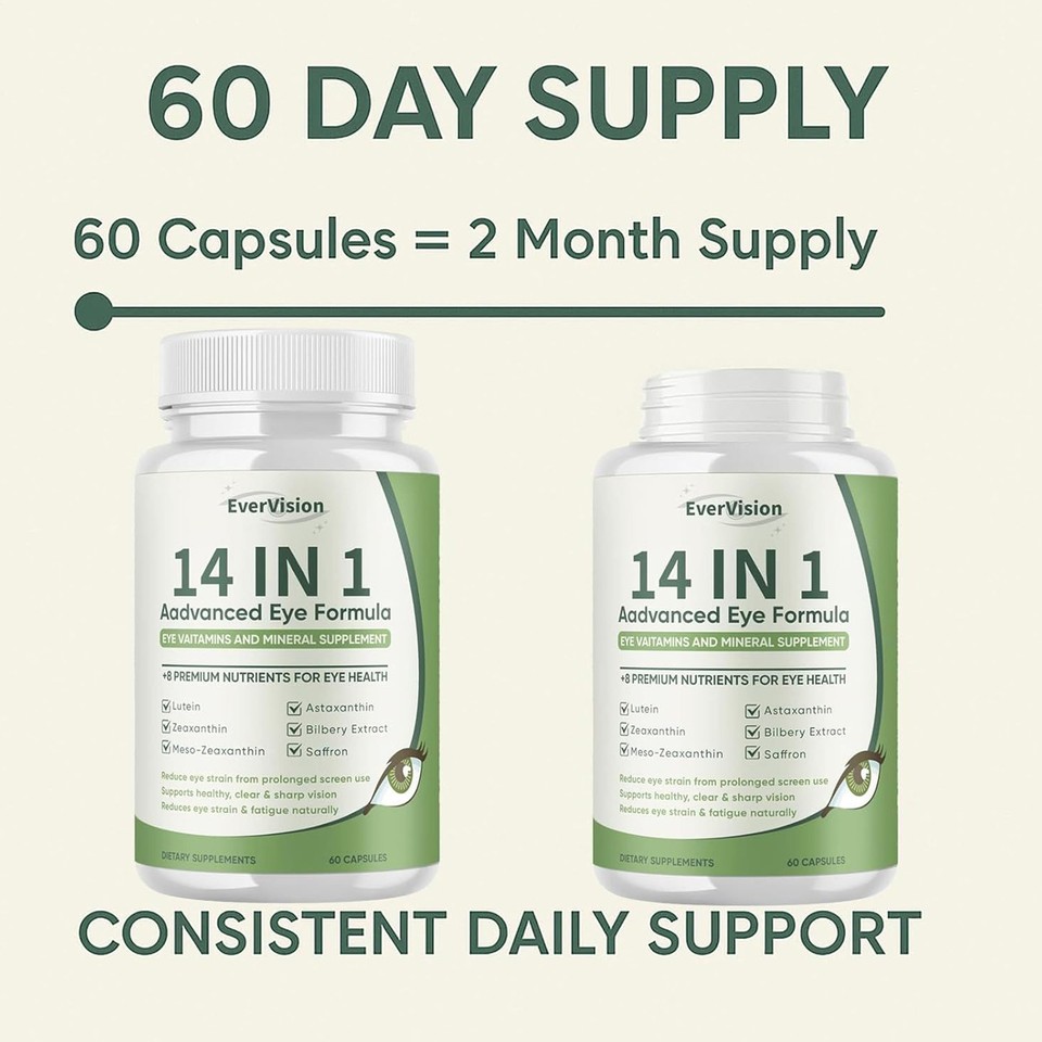 Evervision 14 In 1 Advanced Eye Formula 60 Capsules Advanced Formula 60 Count | eBay UK