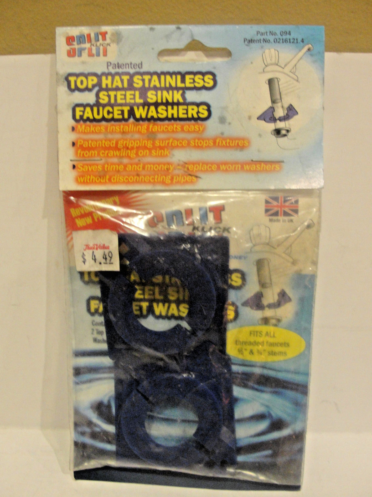 Split Klick Top Hat Stainless Steel Sink Faucet Washers, Qty. 2 Part No ...