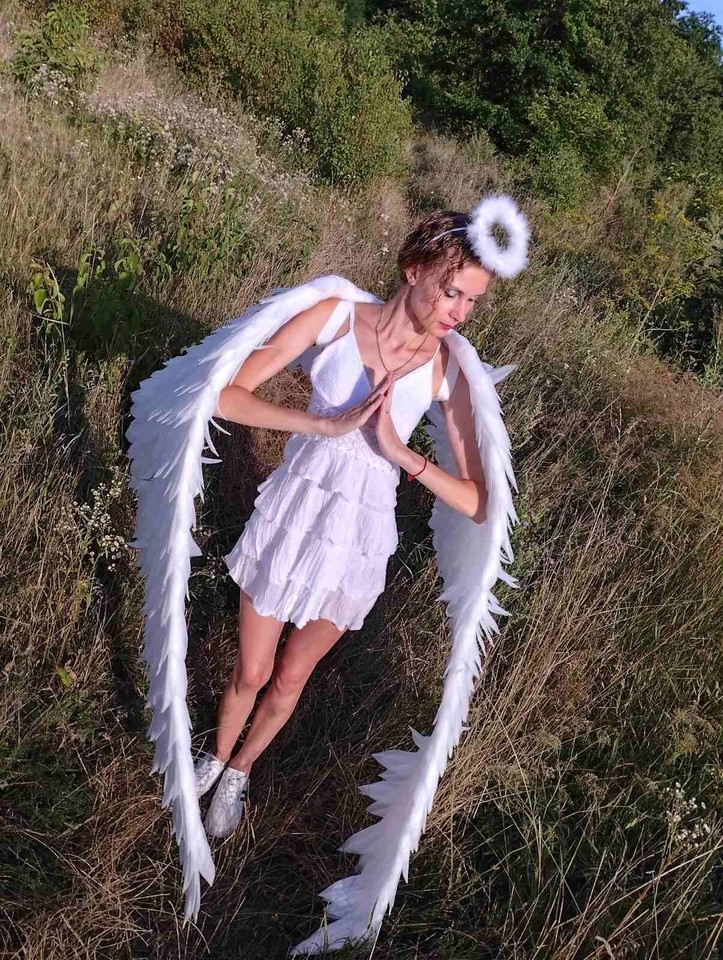 Big dancing white angel movable wings cosplay for wedding for women ...