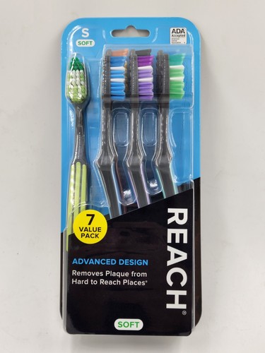 REACH 7-Pack Advanced Design Toothbrush Soft Bristles for Hard to Reach ...