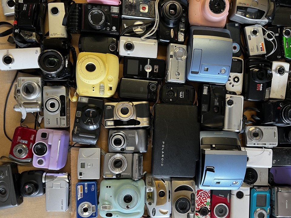 Lot of 175 Digital & Film Cameras – Untested Returns – Sony Canon Nikon ...