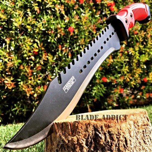 16" TACTICAL HUNTING SURVIVAL RAMBO MACHETE FIXED BLADE KNIFE Axe Sword ...