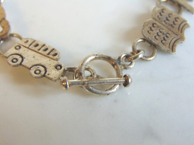 Womens Vintage Estate Sterling Silver School Bracelet 13.8g E5699 | eBay
