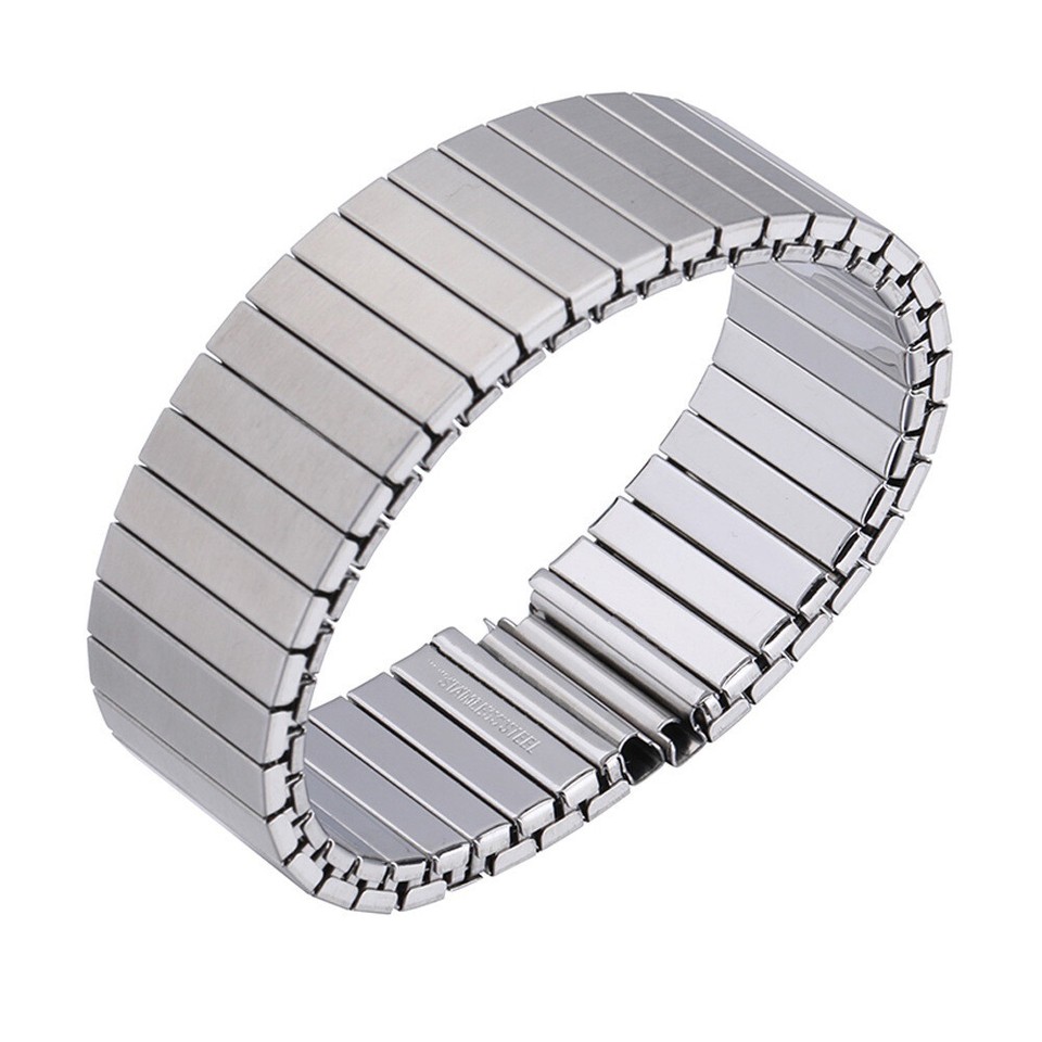 One-Piece Stainless steel Expander stretch metal watch band Strap 16/18 ...