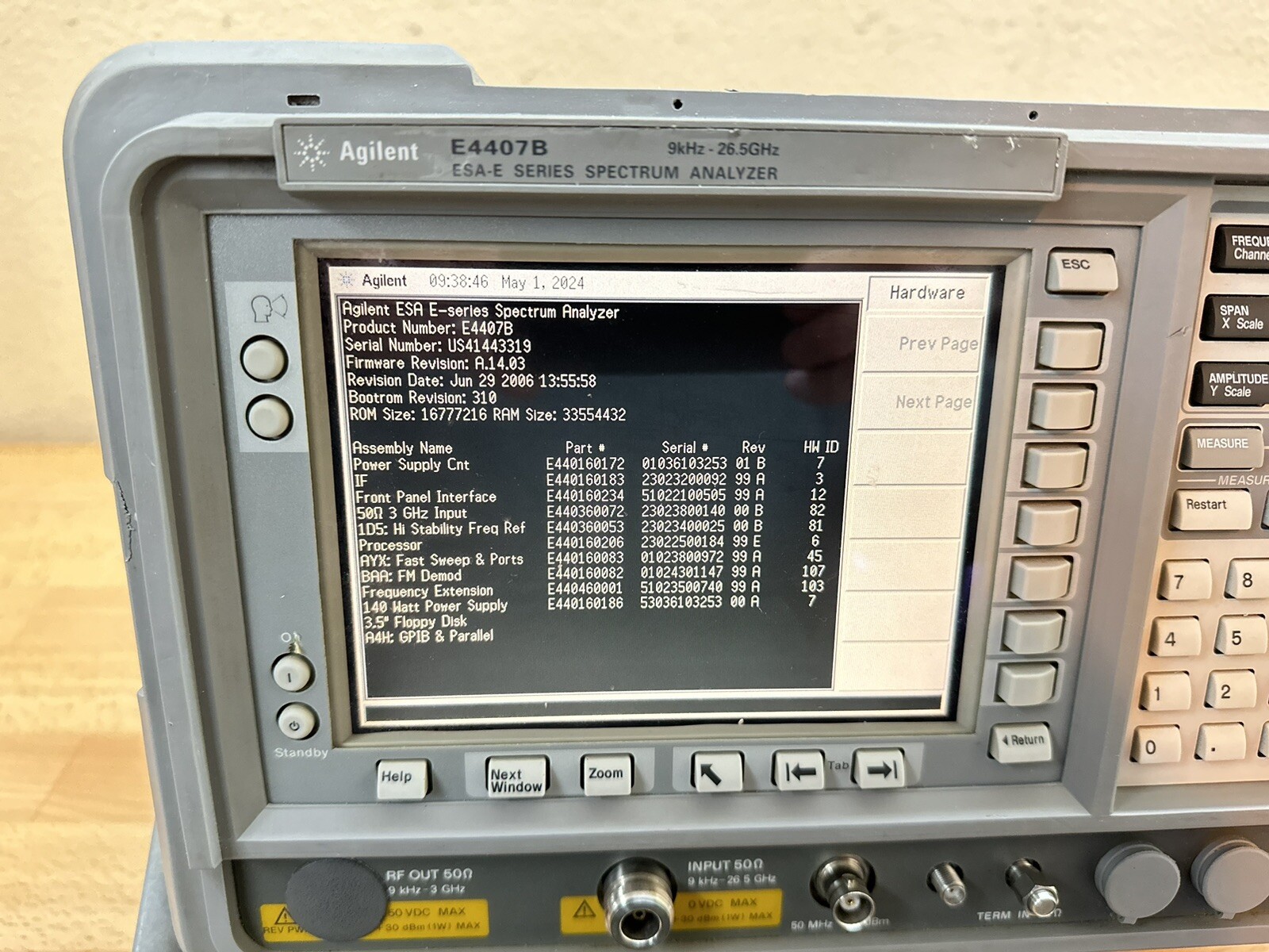 Agilent E4407B ESA-E Spectrum Analyzer - 9 kHz to 26.5 GHz for sale ...