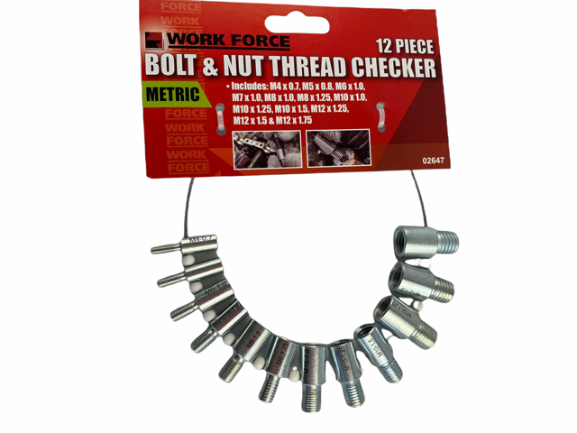 12 Piece Metric Bolt and Nut Thread Checker Threads Checking Auto ...