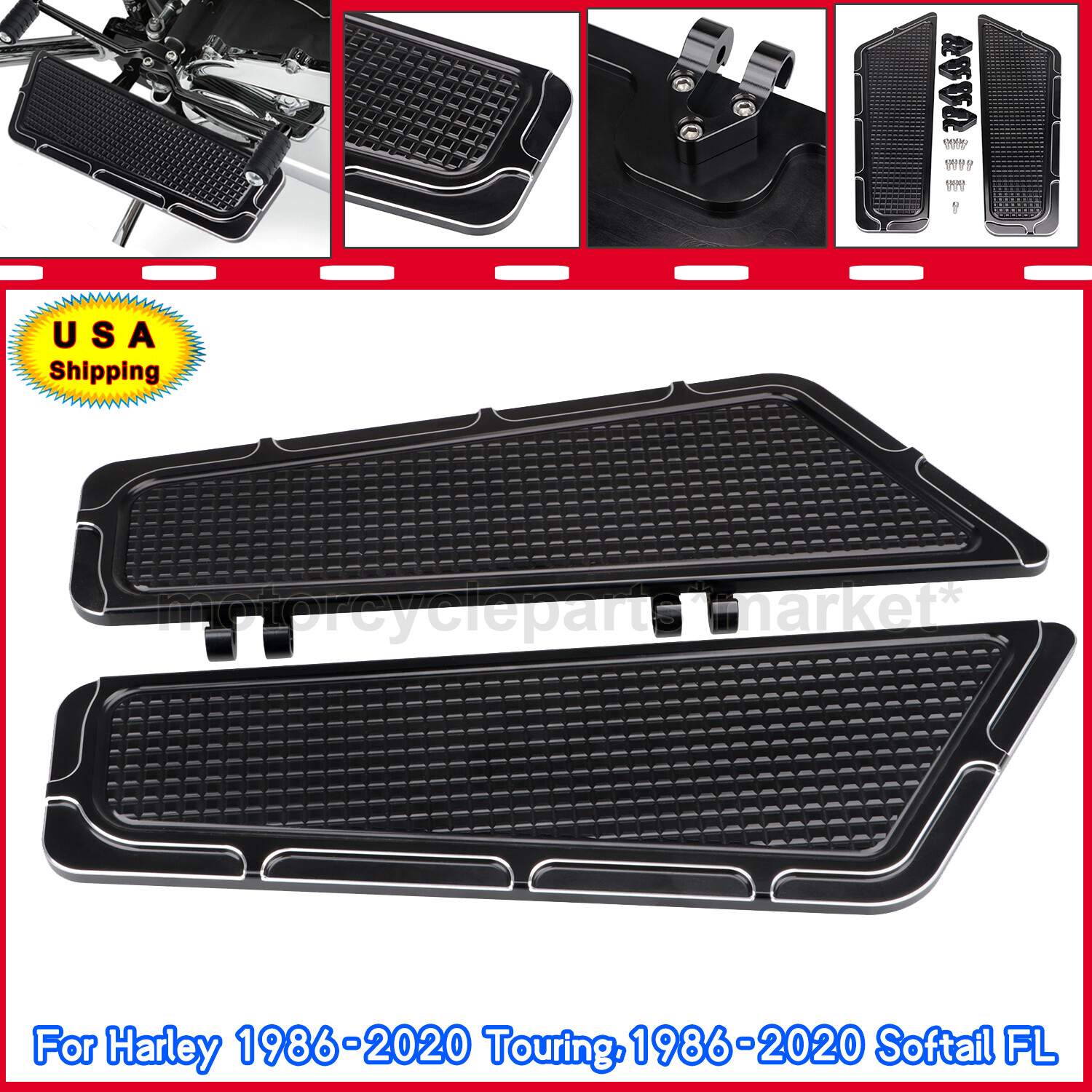 Black Driver Stretched Floorboard for Harley Electra Road King Glide ...