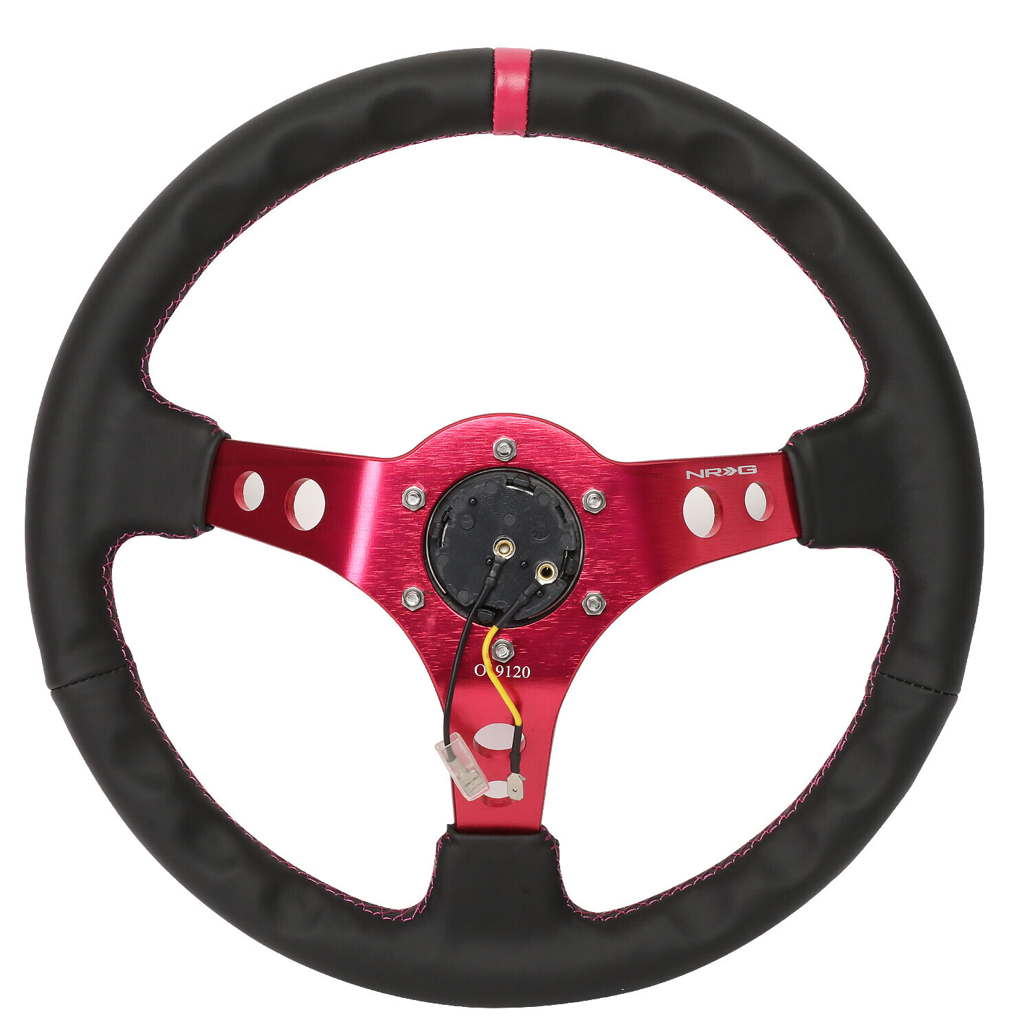 NRG ALUMINUM 350MM 3"DEEP DISH RACING STEERING WHEEL LEATHER GRIP ...