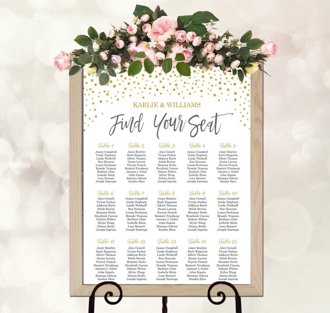 Wedding Seating Chart Poster Template Blue Acrylic Floral Wedding