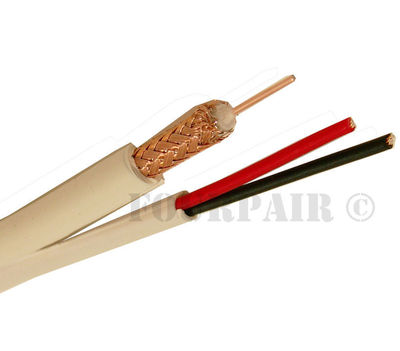 RG59 Plenum Siamese Bare Copper Coax Cable 18/2 Power Wire CMP CCTV White 1000FT | eBay