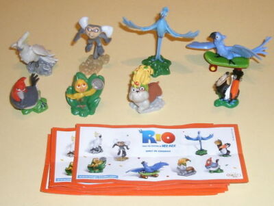 RIO COMPLETE SET OF 8 FIGURES WITH ALL PAPERS KINDER JOY SURPRISE EGG ...