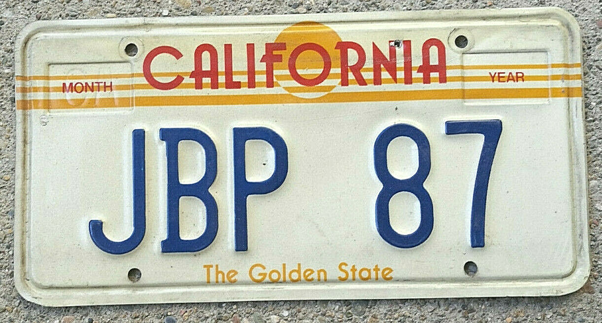 CALIFORNIA STATE LICENSE PLATE JBP 87 AUTO CAR TAG VANITY JAPANESE ...