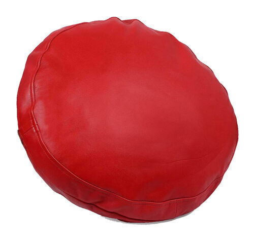 Red Cover Decorative Throw Home Decor 100% Real Lambskin Round Leather ...