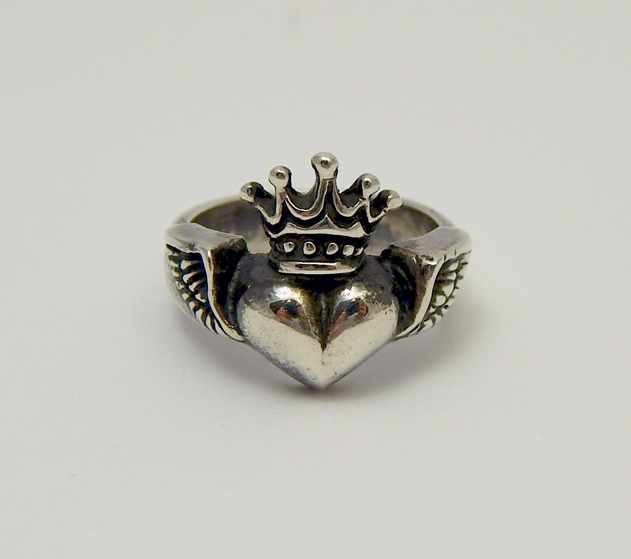 Queen Baby Sterling Crowned Winged Heart Ring Sz 6 Ki… - Gem