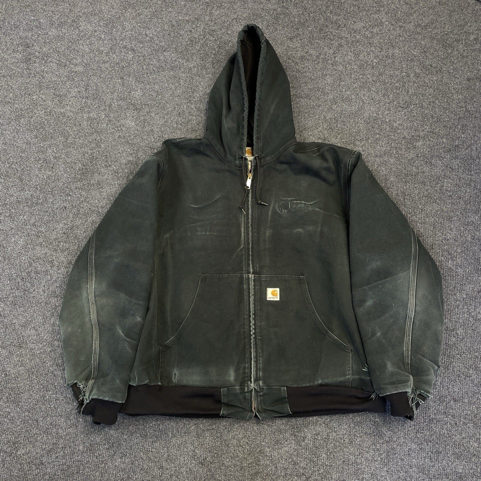 Vintage Carhartt Black Hooded Work Jacket Union Made … - Gem