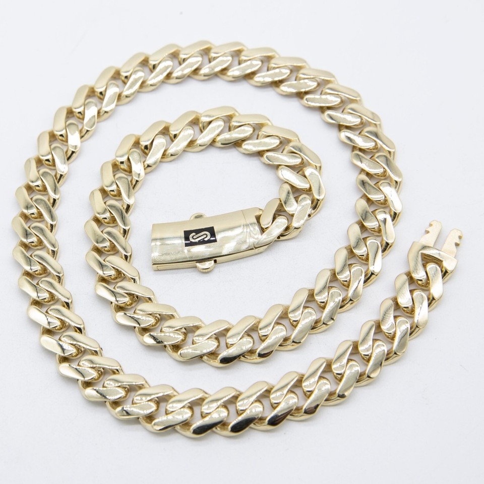 11mm Mens Miami Cuban Royal Link Chain Necklace Box Clasp Real 10K ...