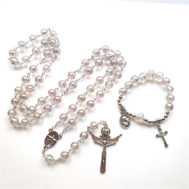Catholic Necklace Rosary Bracelet Finger Chain Baptism Favor ...