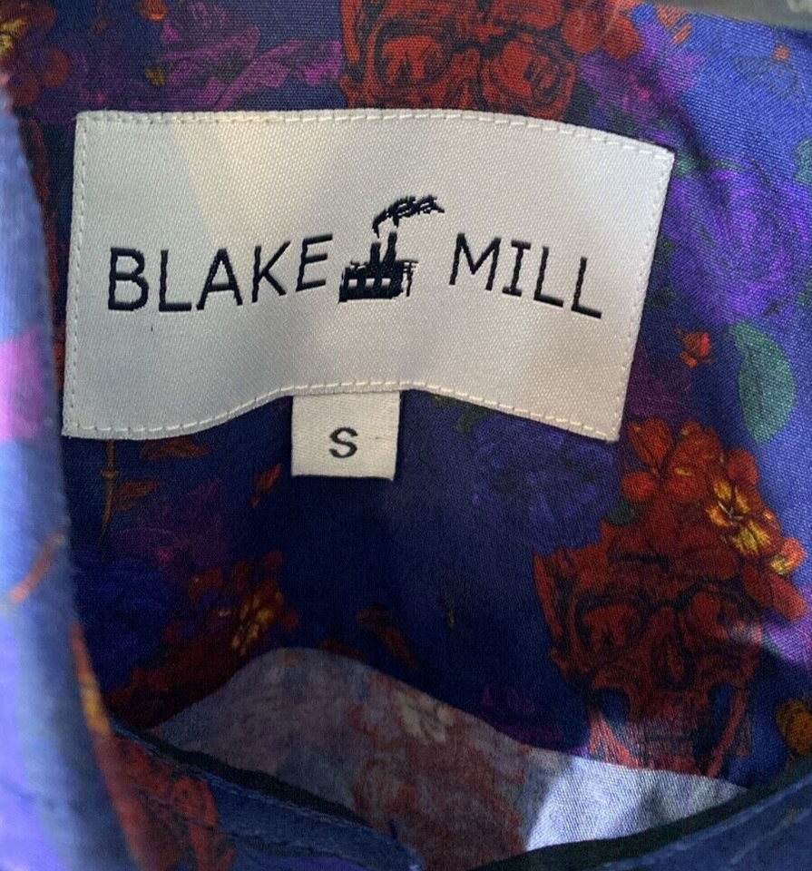 Blake Mill Men's Skull Roses Button Up Shirt Small Purple Blue Rocker ...