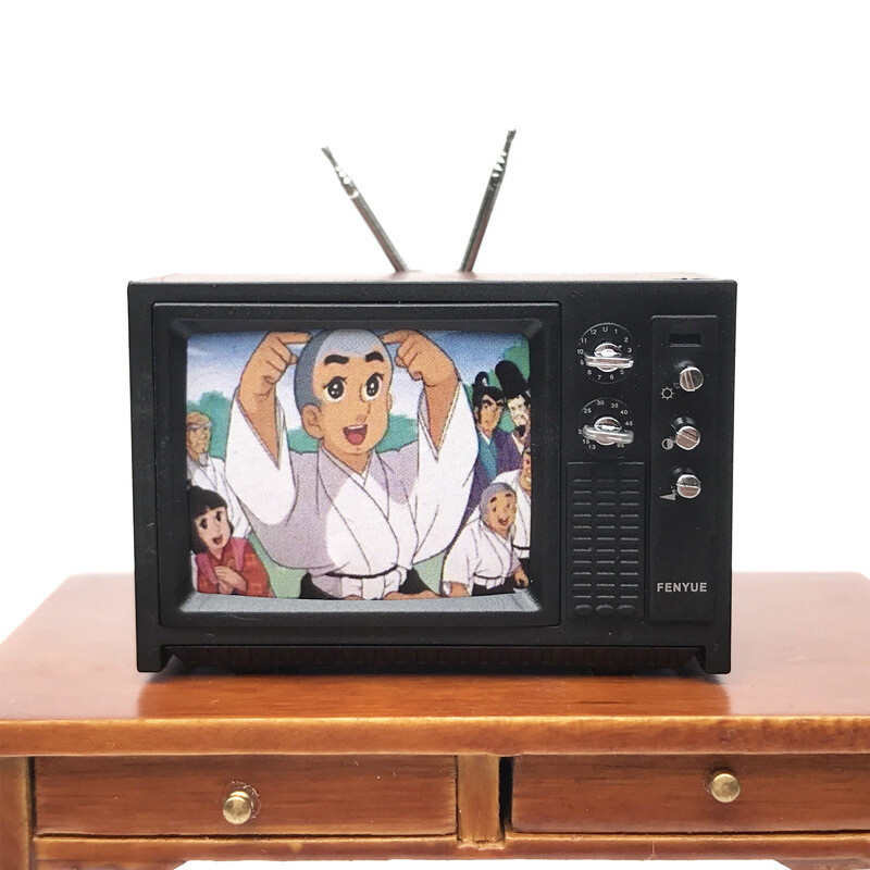 Dollhouse Miniature 1/12 Vintage TV Mini Television Set Furniture ...