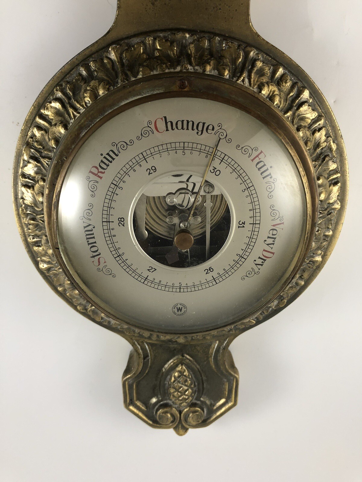 Vintage 30 x 11 x 3" West Wood German Thermometer Barometer Brass ...