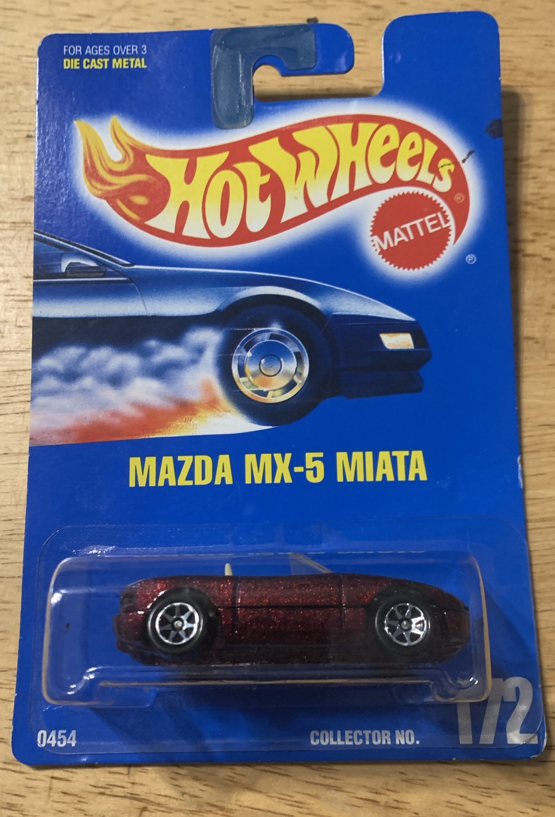 1991 Hot Wheels Blue Card-Collector #172 MAZDA MX-5 MIATA Maroon w ...