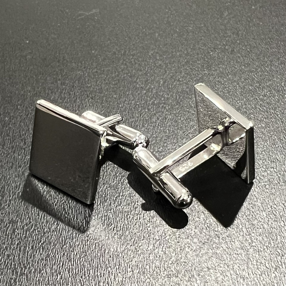 925 Sterling Silver Square Cufflinks For Men Birthday Wedding Cufflink ...