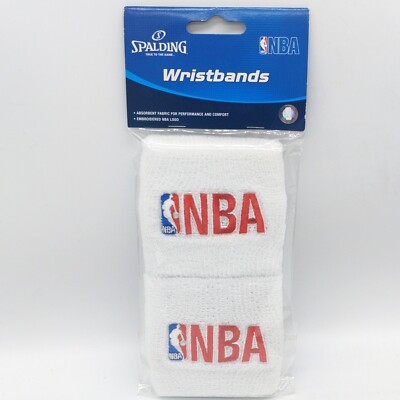 Spalding NBA Basketball Wristbands Sweatbands Arm Bands Pair White | eBay