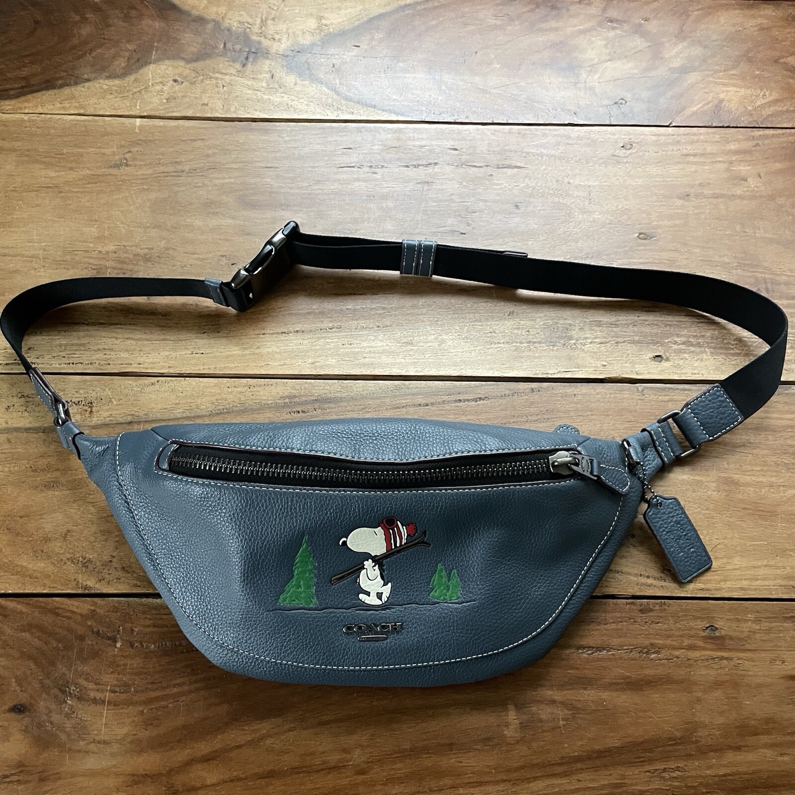 Coach x Peanuts Blue Leather Camping Snoopy Fanny Pack - Gem