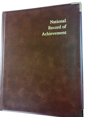 NATIONAL RECORD OF ACHIEVEMENT PVC A4 FOLDER IN BROWN LEATHER LOOK ...