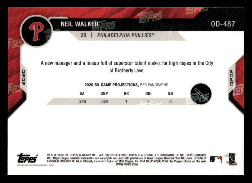 Neil Walker 2020 Topps Now Road to Opening Day #OD-487 Philadelphia ...