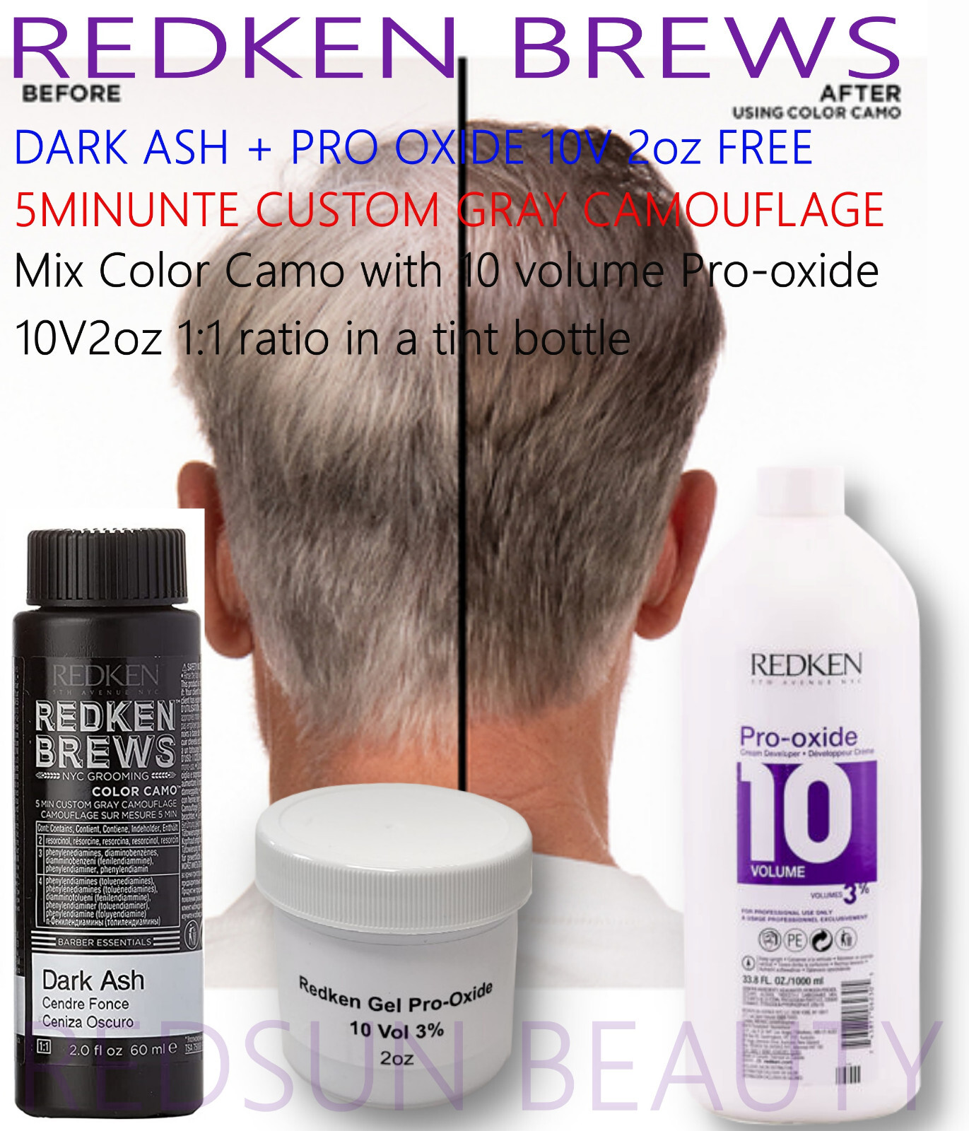 (Dark Ash) Redken Brews Color+Oxide 10v 2oz Free, Camo 5 Minute Grey ...