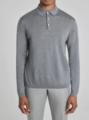 Jack Victor sz L Redfern Wool, Silk and Cashmere Long Sleeve Polo ...