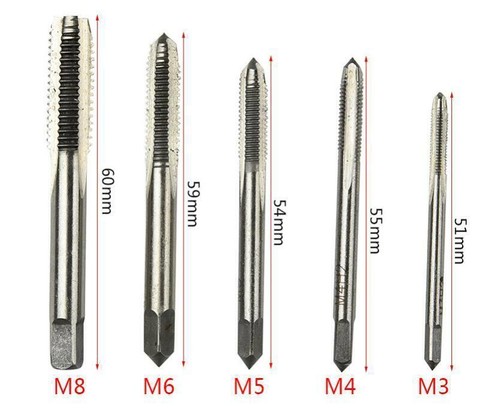 5Pcs HSS M3 M4 M5 M6 M8 Straight Fluted Screw Thread Metric Hand Tap ...