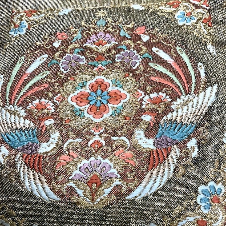 b33 Pure silk six-bag obi gold phoenix beautiful item kimono | eBay UK