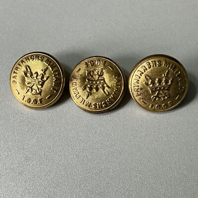 (3) VTG IOOF ODD FELLOWS 7/8 BRASS UNIFORM BUTTON Superior Quality B74 ...