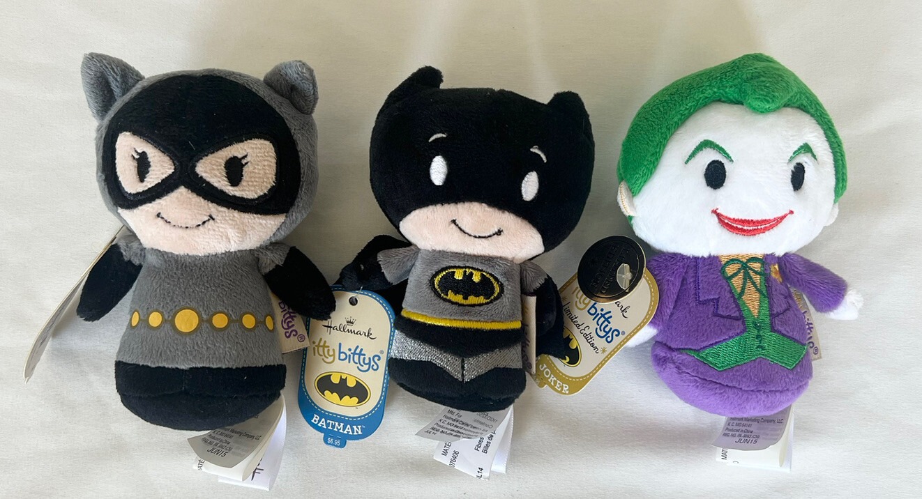 Hallmark Itty Bittys - BATMAN CATWOMAN JOKER (DC Comics) 4" Plush ...