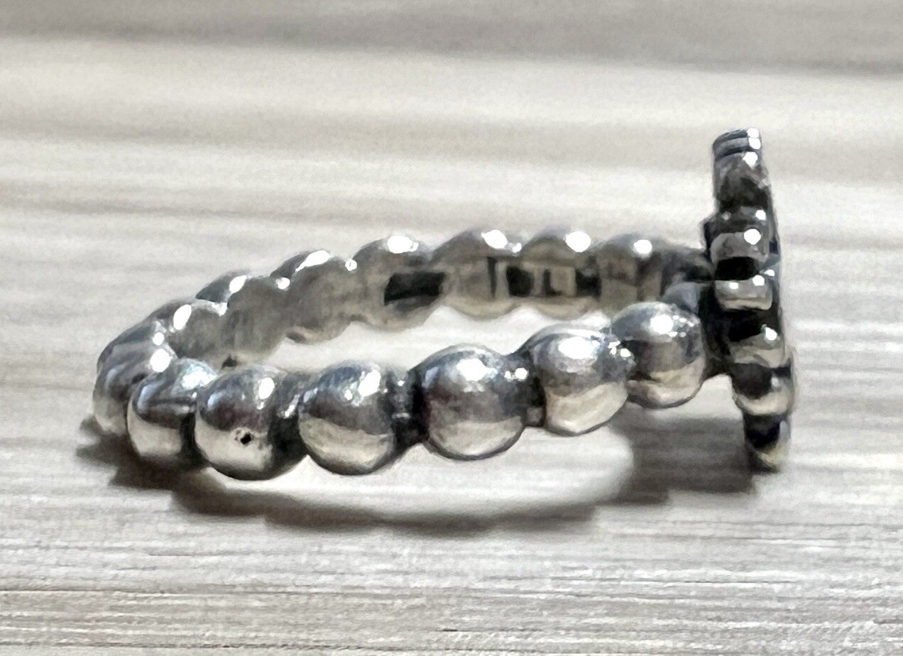 Designer Dian Malouf Sterling Silver Beaded Shank Cross Eternity Ring ...